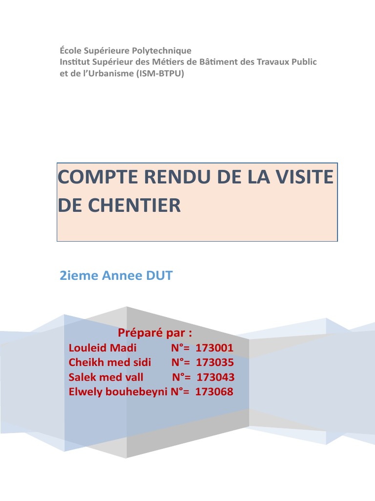 Compte Rendu Visite Chentier | PDF | Ingénierie | Science