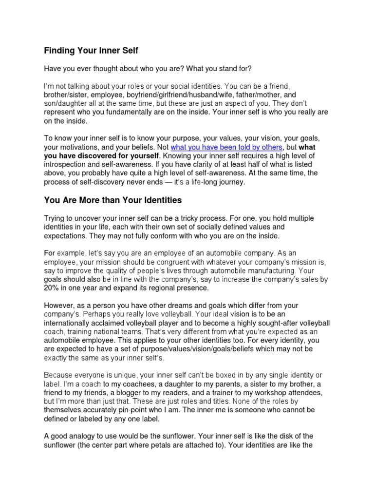 Finding Your Inner Self | PDF | Self | Identity (Social Science)
