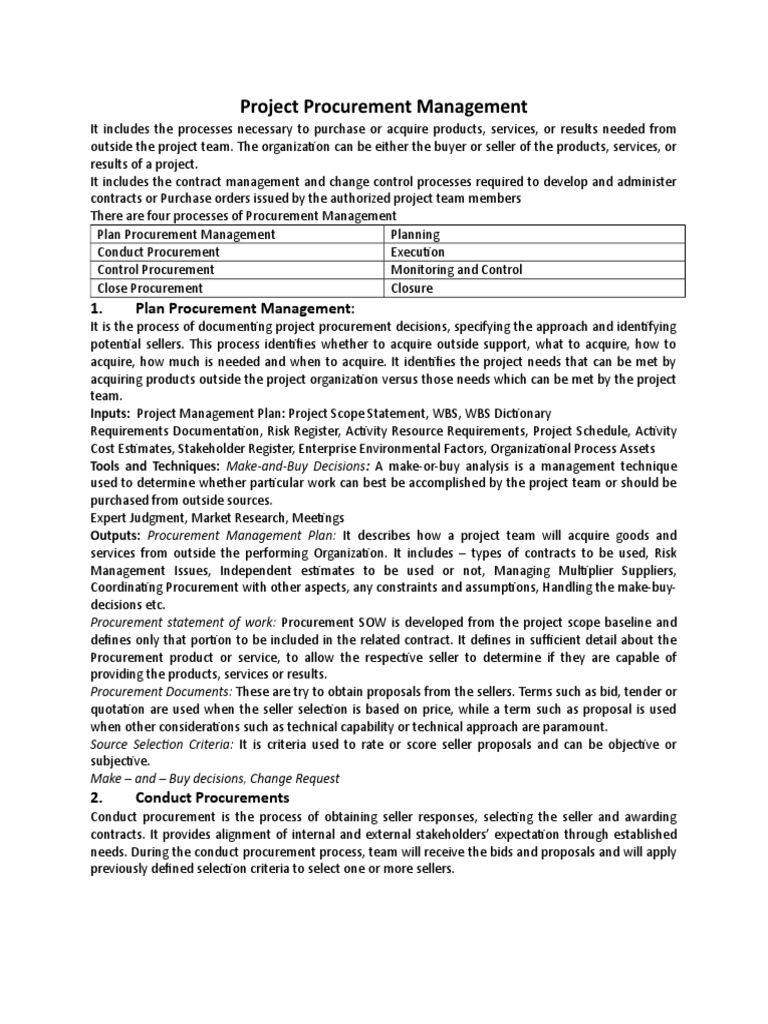 Project Procurement Management | PDF | Procurement | Project Management