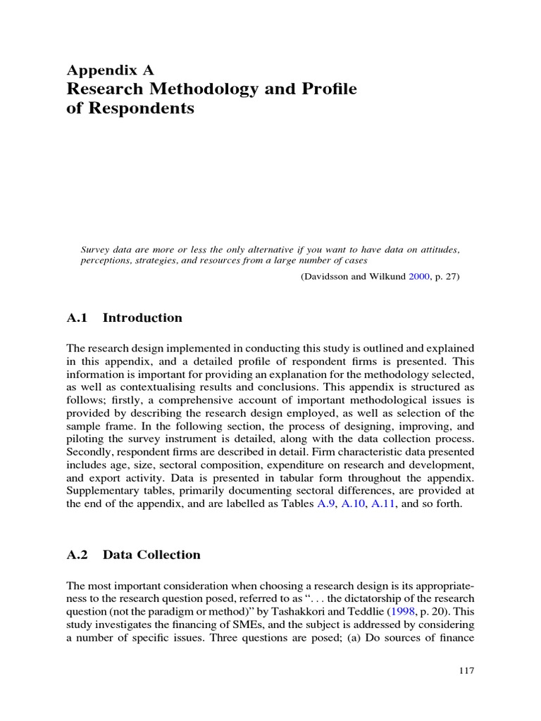 Research Methodology and Profile of Respondents: Appendix A | PDF ...