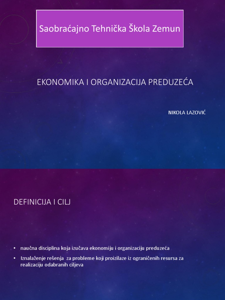 Ekonomika I Organizacija Preduzeca | PDF