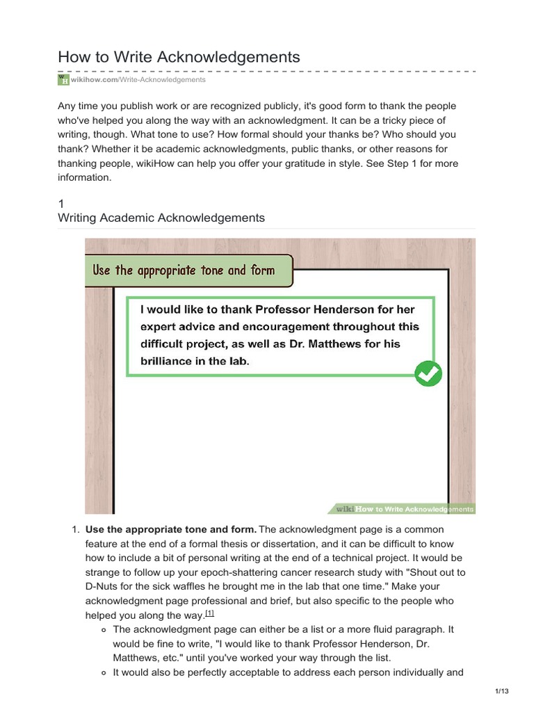 How To Write Acknowledgements | PDF | Thesis | Proofreading