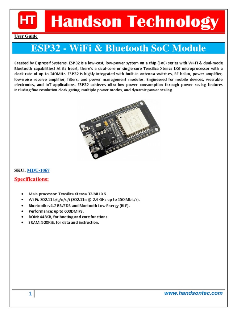 Esp32 Wifi And Bluetooth Getting Started Guide Pdf Bluetooth Arduino