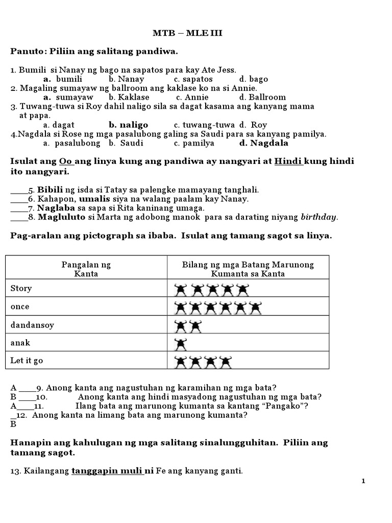 MTB 3RD Quarter Exam | PDF