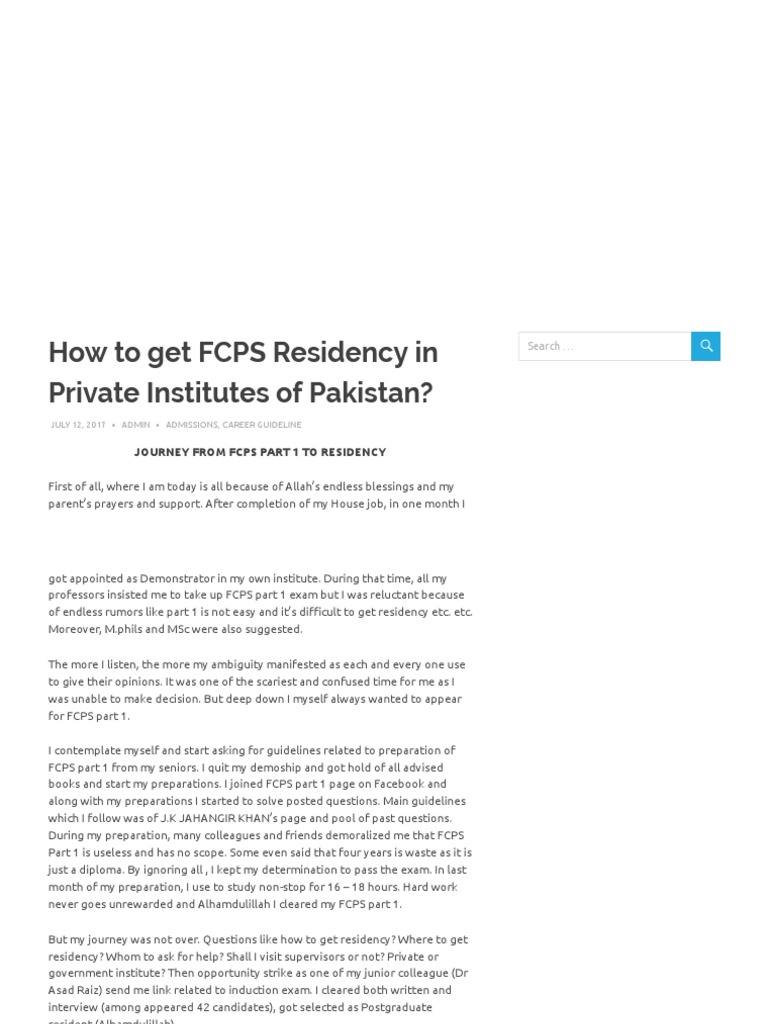 FCPS Residency in Pakistan Guide | PDF | Residency (Medicine) | Test ...