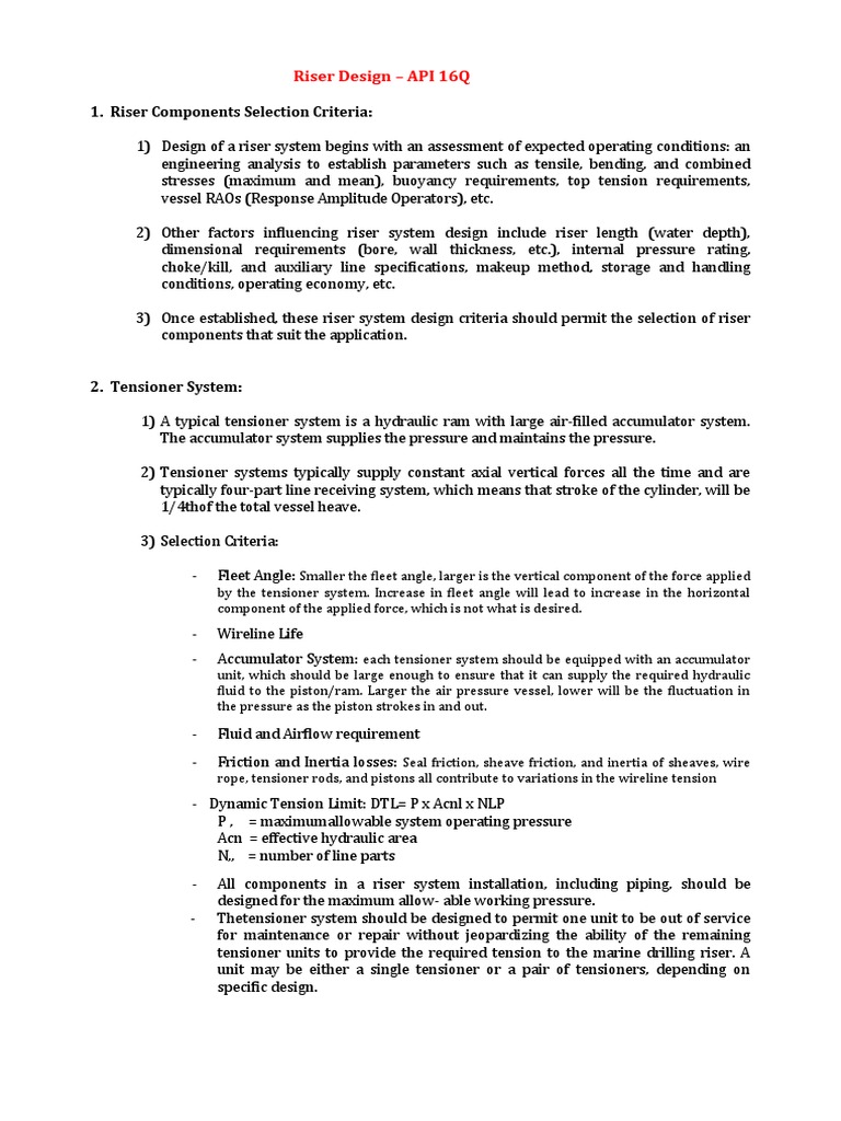 Riser Design Analysis | PDF | Stress (Mechanics) | Piston