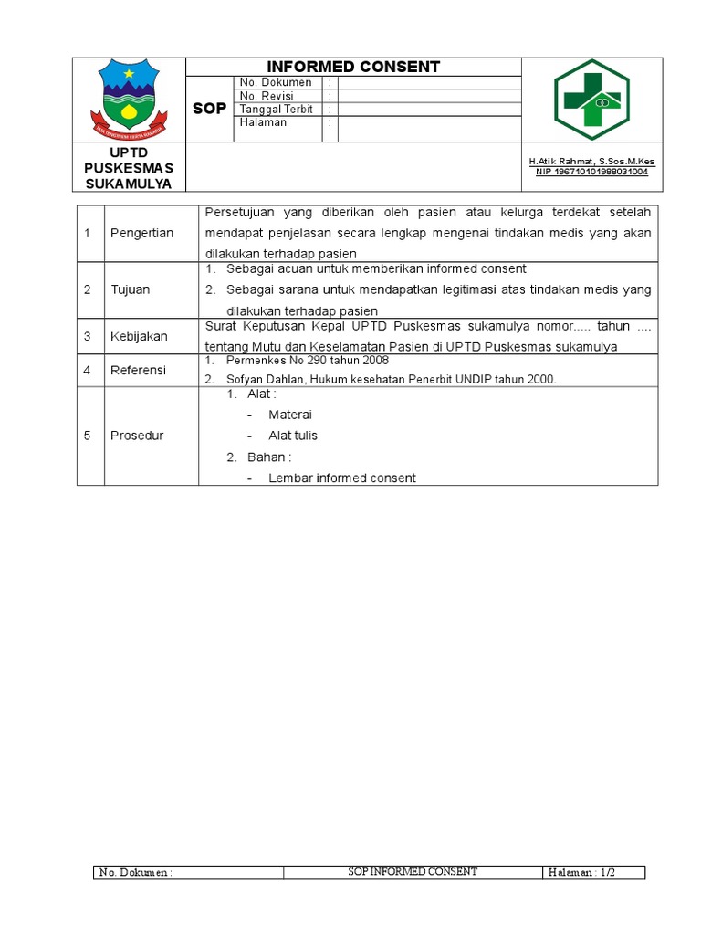 Sop Informed Consent | PDF