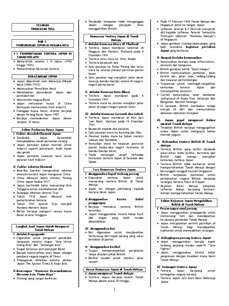 Nota Sejarah Form 3 | PDF