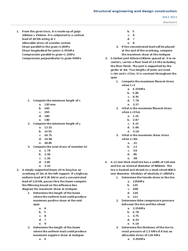 Ce Reviewer Design | PDF | Bending | Beam (Structure)