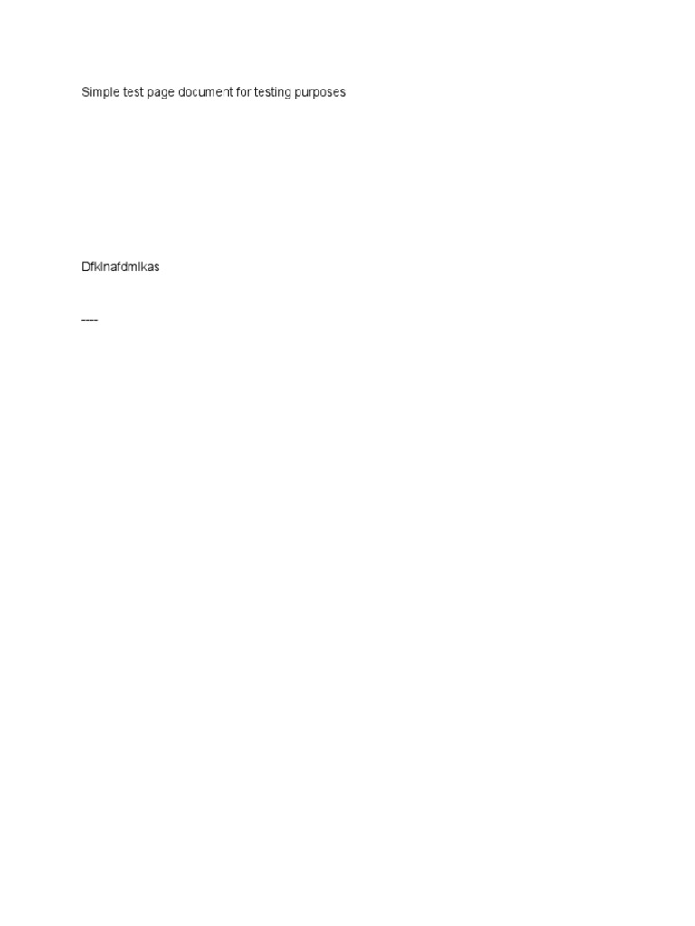 Simple Test Page Document For Testing Purposes | PDF
