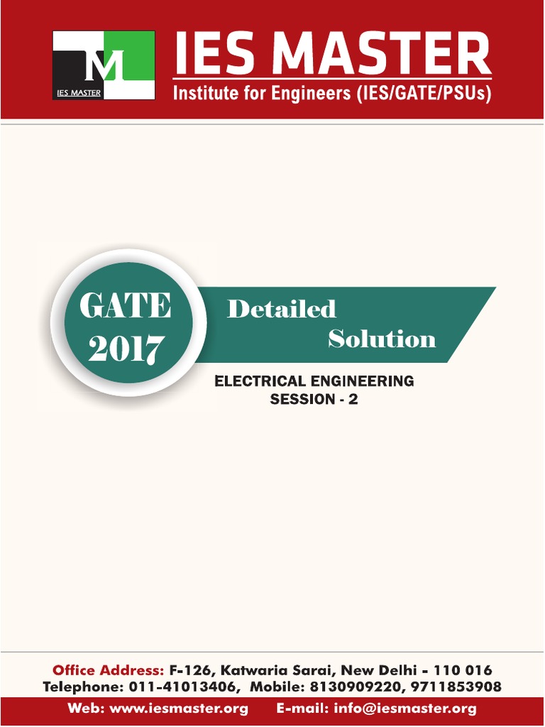 GATE 2017 EE Session 2 Solutions | PDF | Electrical Impedance | Electricity