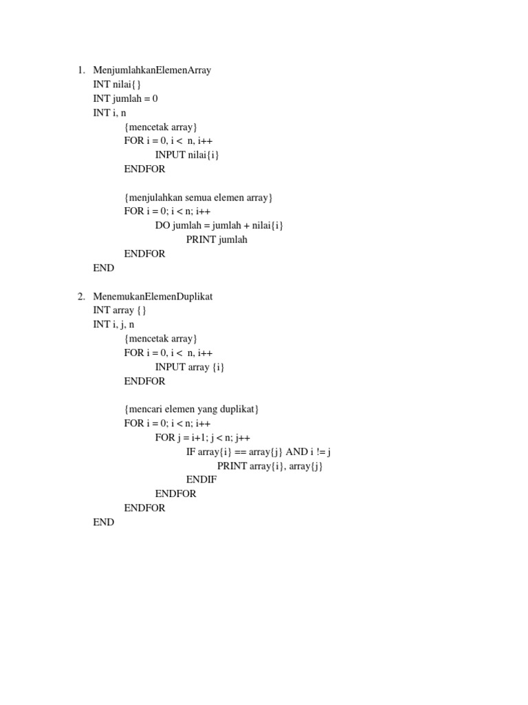 Contoh Algoritma Pada Array | PDF | Metode & Bahan Ajar