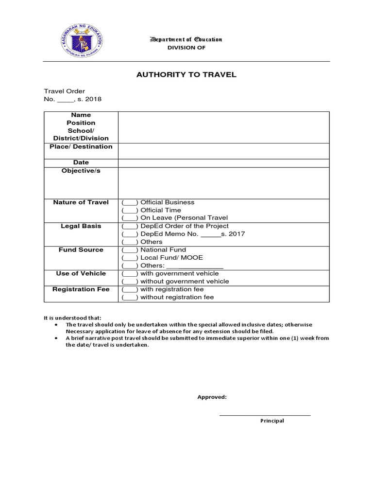 Travel Order | PDF