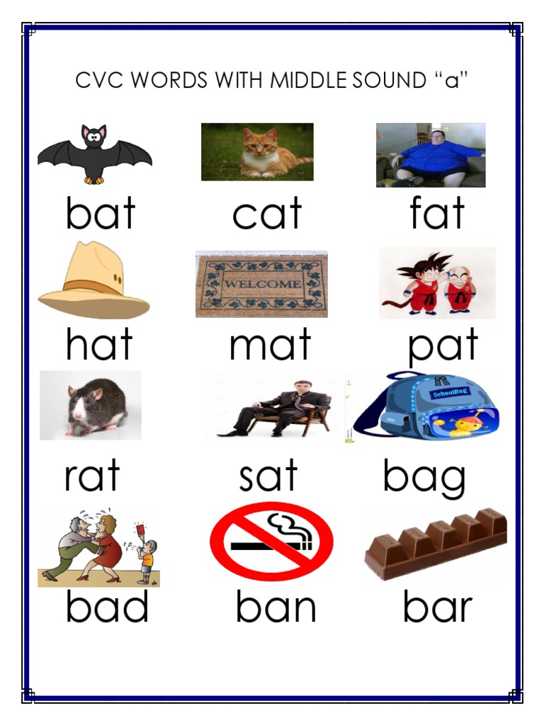 CVC Words With Middle Sound A | PDF
