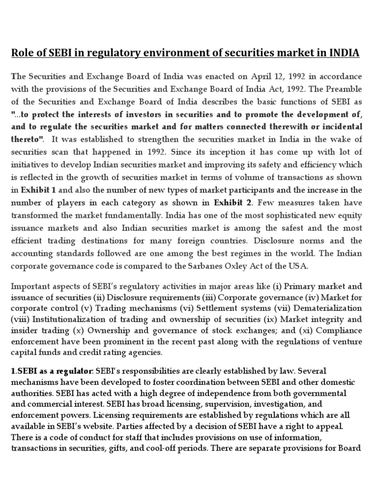 ROLE of SEBI | Insider Trading | Securities (Finance)