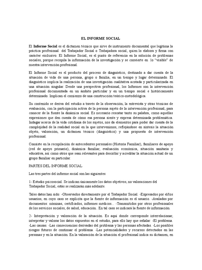 El Informe Social | PDF | Trabajo Social | Science