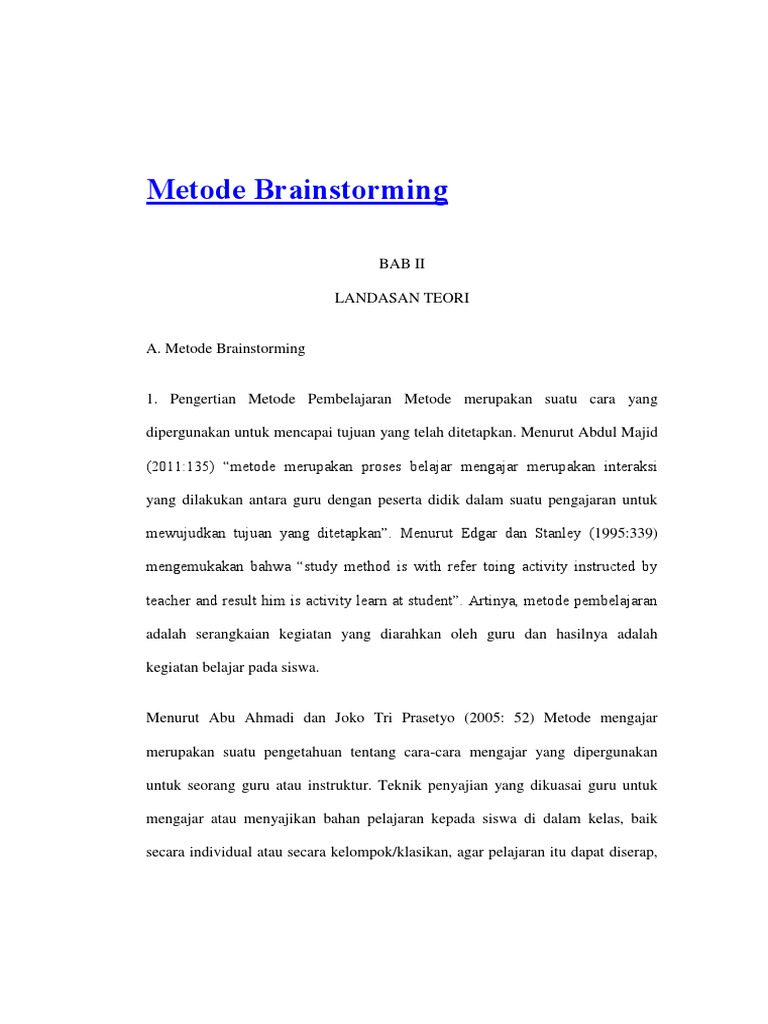 Metode Brainstorming dalam Pembelajaran | PDF | Pengembangan Diri