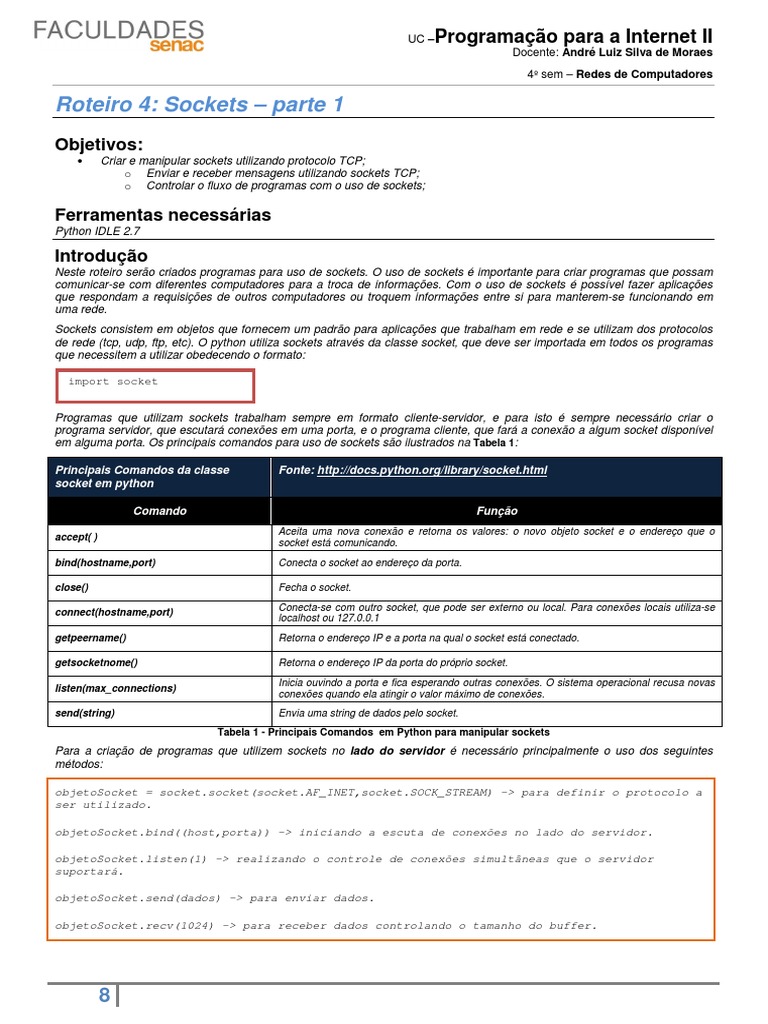 Sockets Python PDF | PDF | Modelo cliente – Servidor | Protocolo de ...