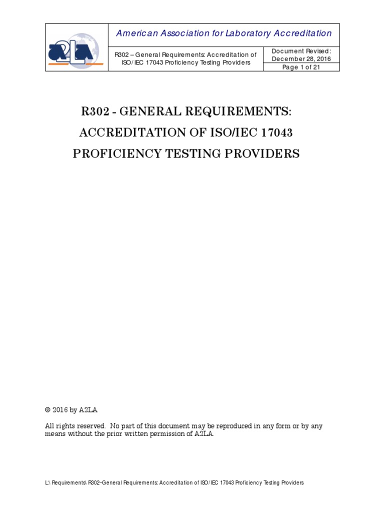PT - Providers - Accreditation - Requirements - A2la PDF | PDF | Business