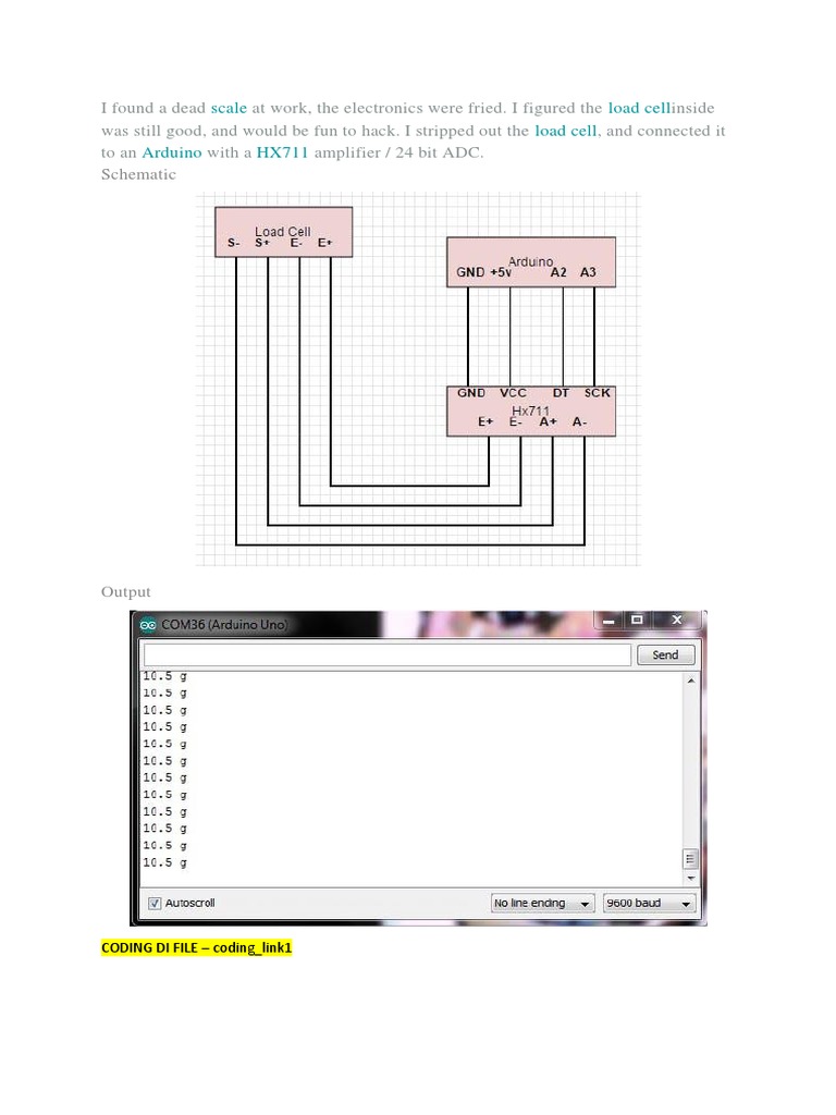 Schematic: Scale Load Cell Load Cell Arduino HX711 | PDF