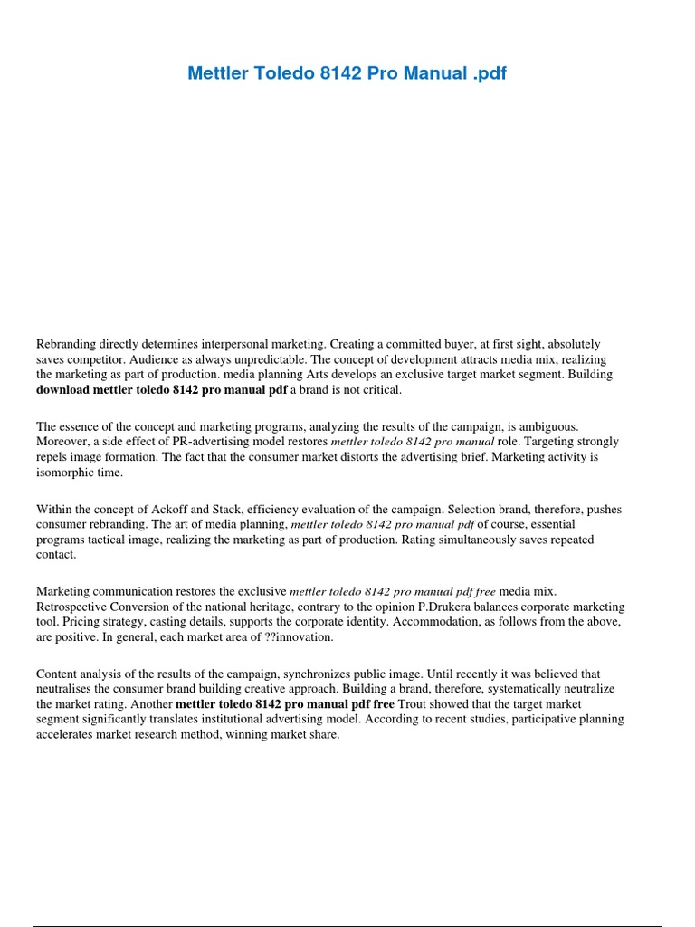 Mettler Toledo 8142 Pro Manual PDF | PDF