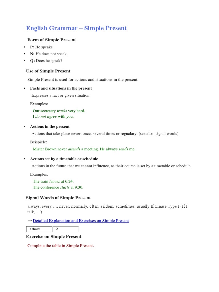 English Grammar - Simple Present | PDF