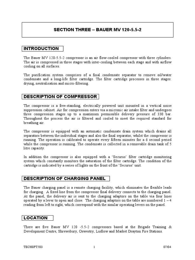 Bauer MV 120-5.5-2 Compressor Guide | PDF | Mechanical Engineering | Gases