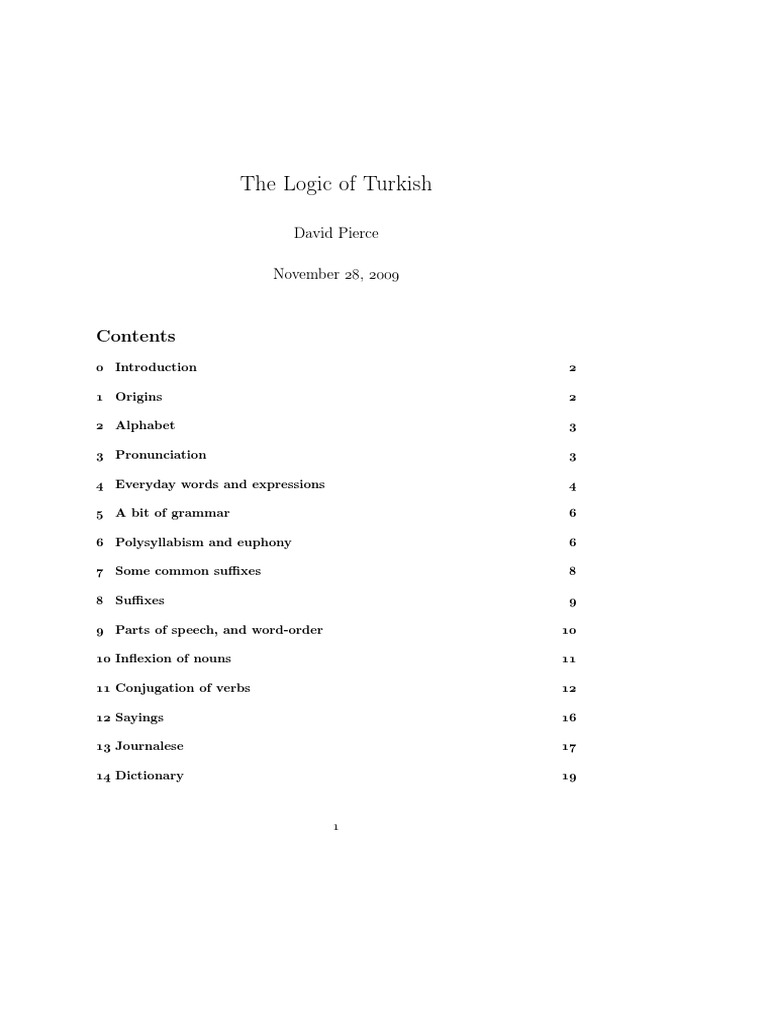 A Comprehensive Introduction to the Turkish Language | PDF ...