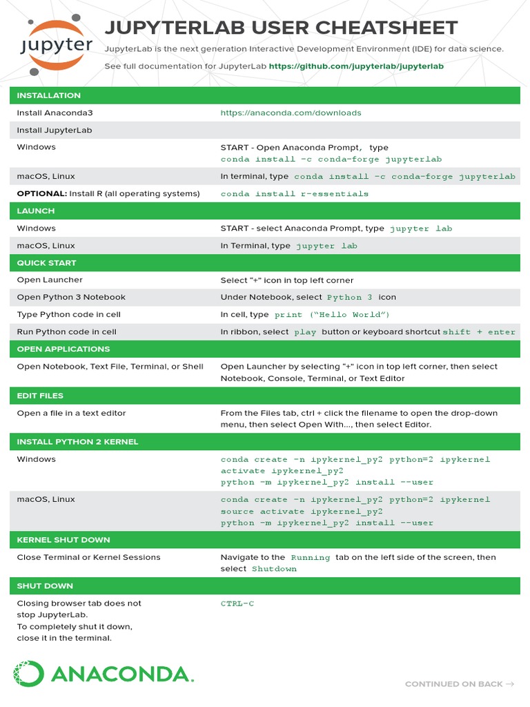 Jupyterlab Notebook Cheatsheet Pdf Linux System Software 6985