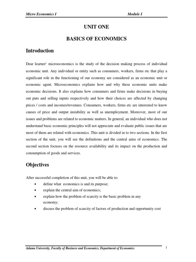 Micro Economics I Note | PDF | Utility | Microeconomics