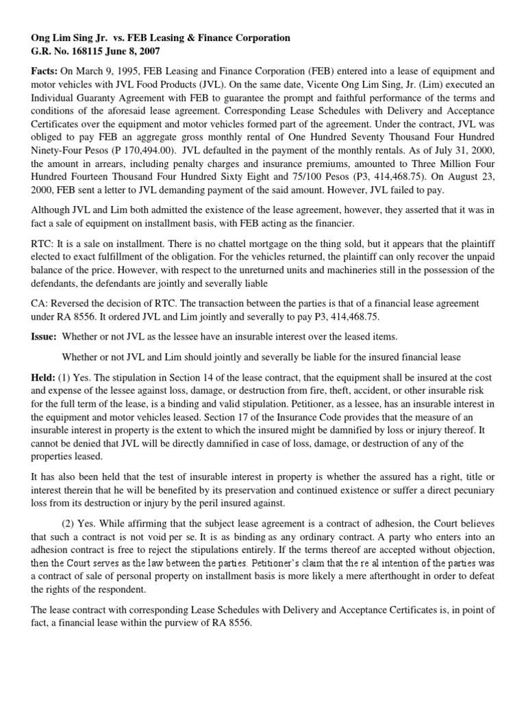 JVL Corporation Lease Dispute Resolution | PDF | Lease | Insurance