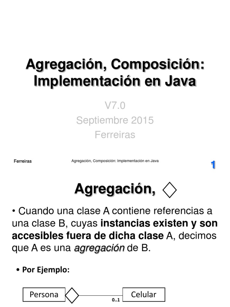 3-Agregaci - Ã N, Composicion en Java | PDF | Java (lenguaje de ...
