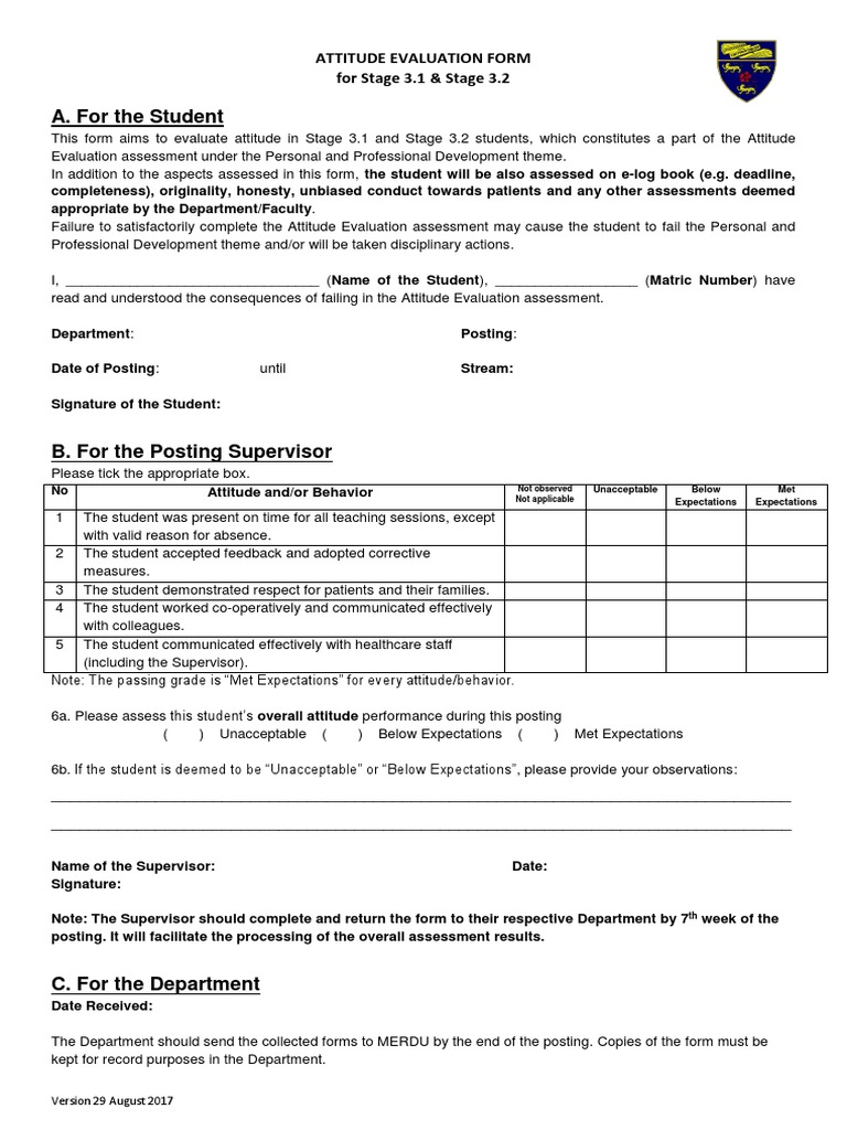 Student Attitude Evaluation Form | PDF | Educational Assessment ...