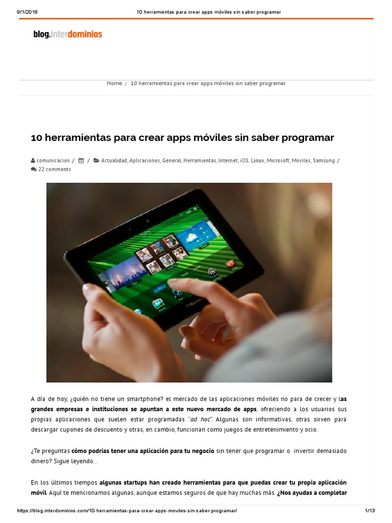 10 Herramientas para Crear Apps Móviles Sin Saber Programar PDF | PDF ...