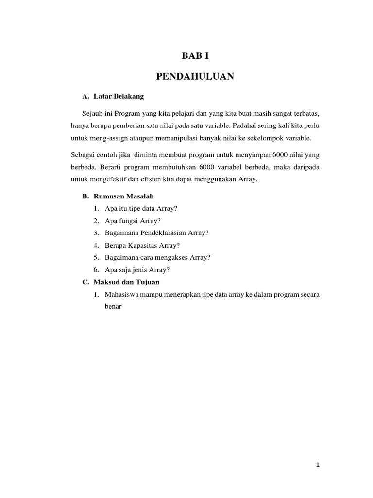 Laporan Modul 5 Bahasa Pemrograman 1 (ARRAY) | PDF
