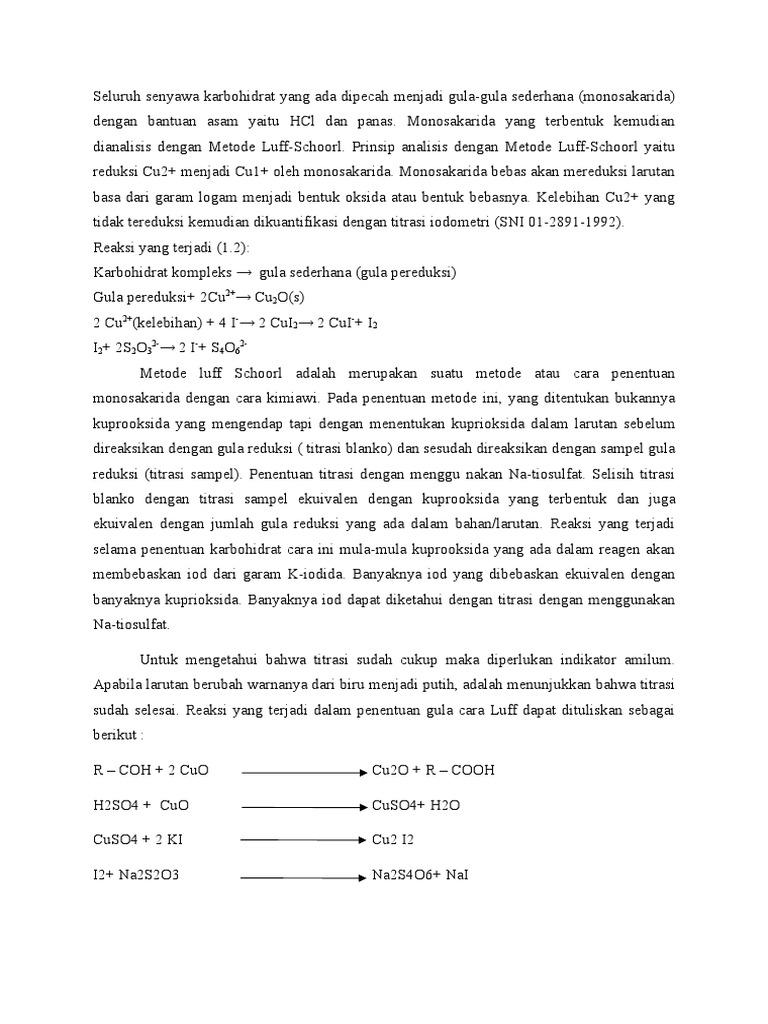Analisis Gula dengan Metode Luff-Schoorl | PDF | Memasak, Makanan, & Anggur