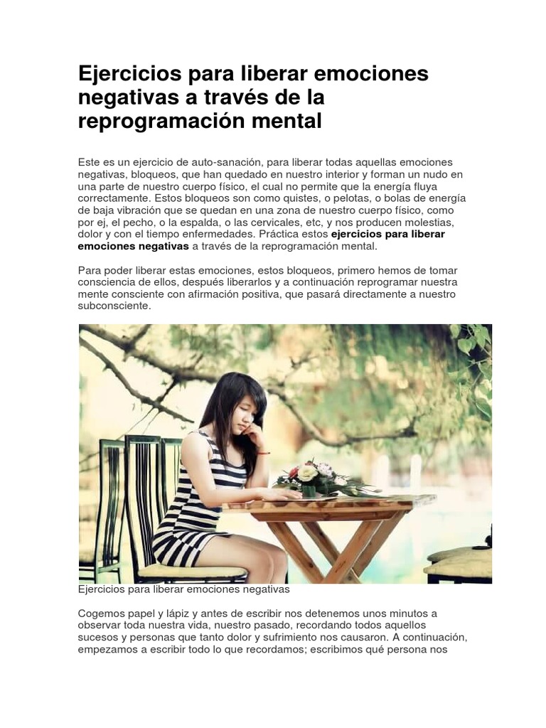 Ejercicios para Liberar Emociones Negativas A Través de La Reprogramación Mental | PDF ...