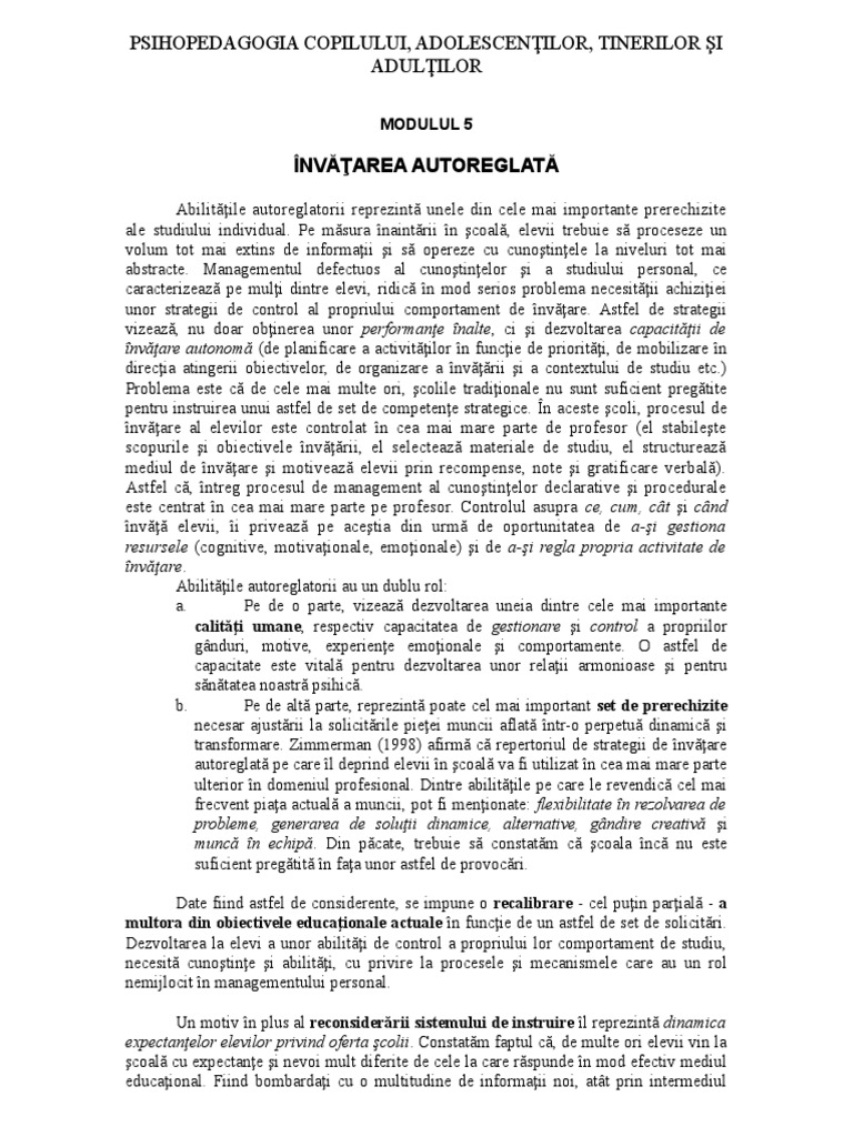 Modulul 5 Invatarea Autoreglata | PDF