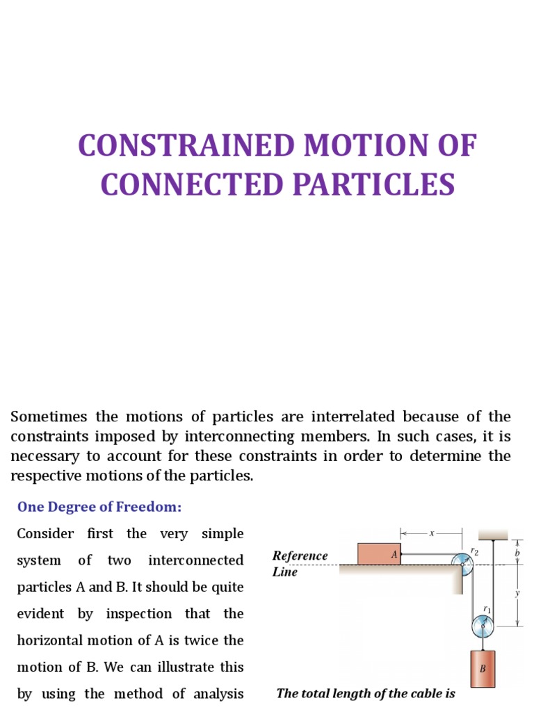 Constrained Motion of Connected Particles | PDF | Acceleration | Velocity
