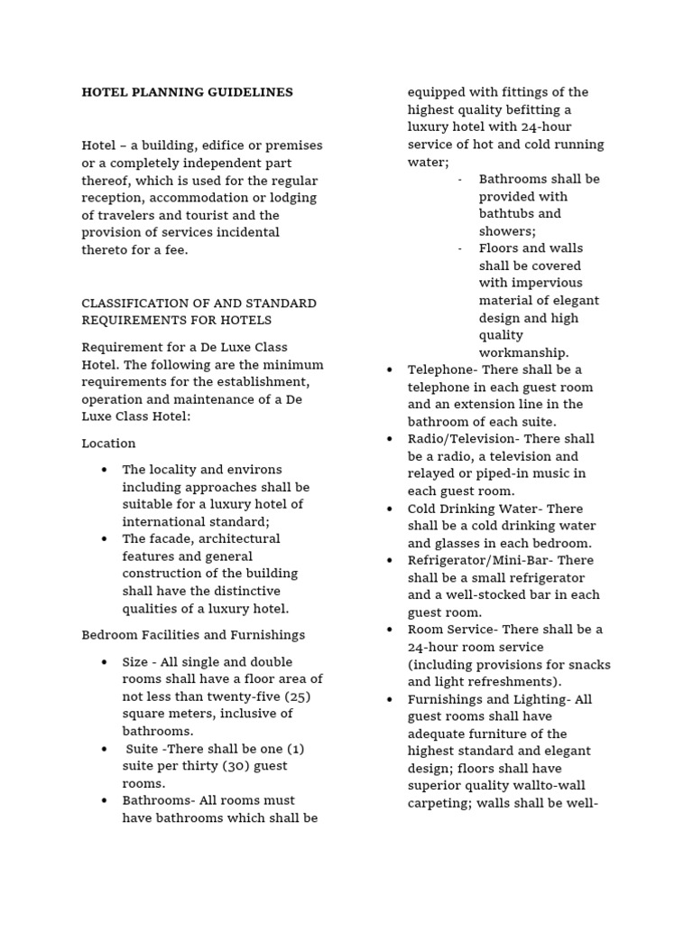 Hotel Planning Guidelines | Hotel | Restaurants