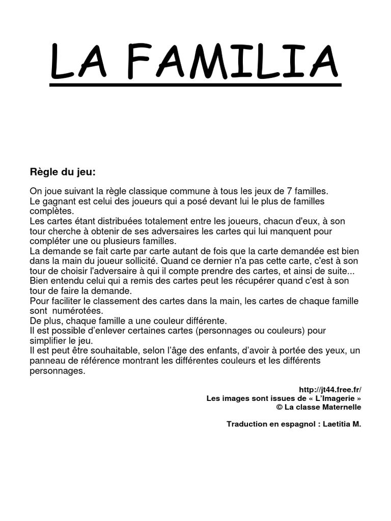 Juego de 7 Familias | PDF | Conception de la communication | Vision