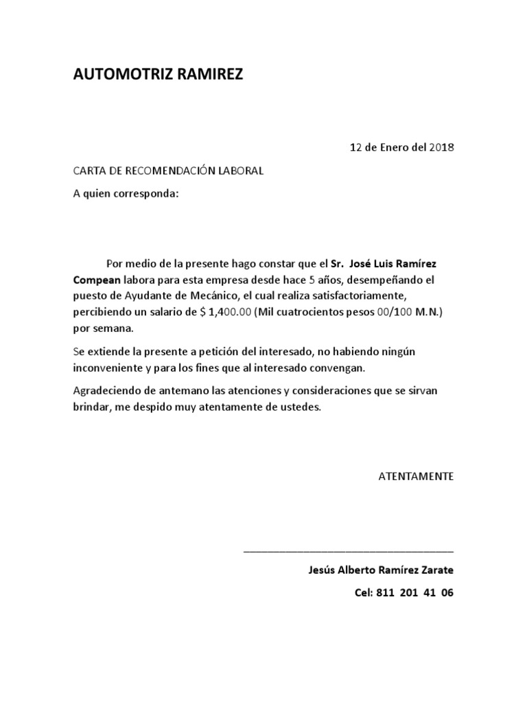 Carta Laboral | PDF