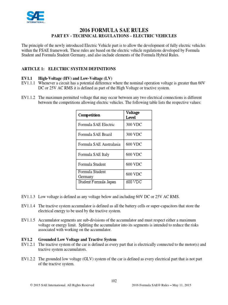 2016 Ev Fsae Rules | PDF | Fuse (Electrical) | Relay