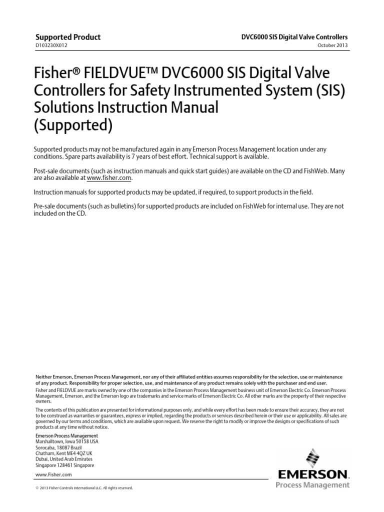 Fisher R FIELDVUE™ DVC6000 SIS Digital Valve Controllers For Safety ...