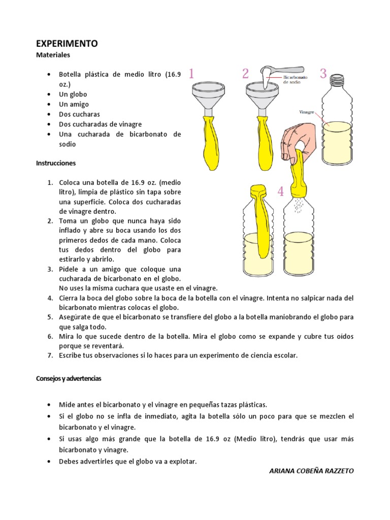 Experimento Vinagre y Bicarbonato | PDF