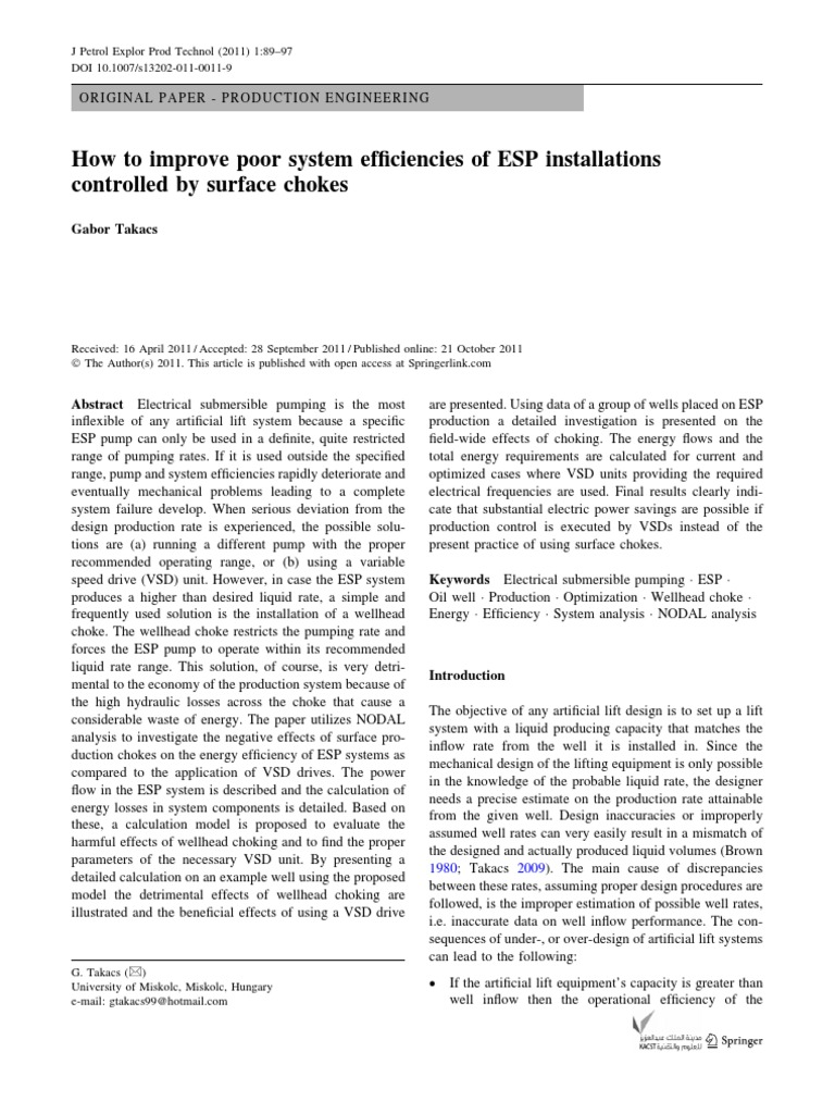 Improve ESP Efficiency with VSD | PDF | Pump | Pressure