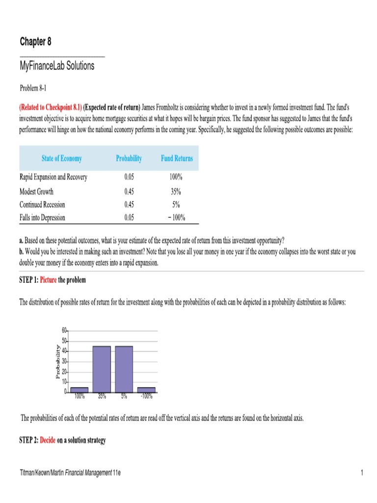 MyFinanceLab Chapter 8 Solutions | PDF | Factor Income Distribution | Risk