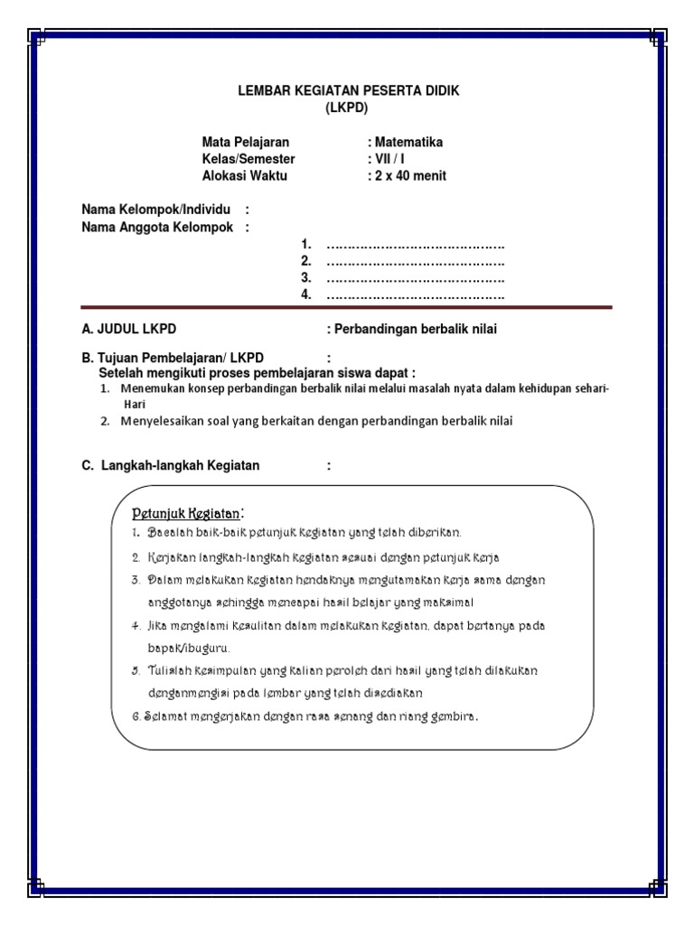 Lembar Kegiatan Peserta Didik | PDF