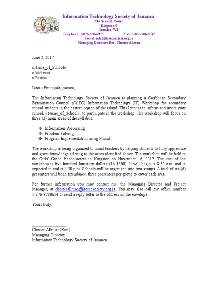 IT SBA - Letterhead and Letter With Merged Fields 2017 Solutions