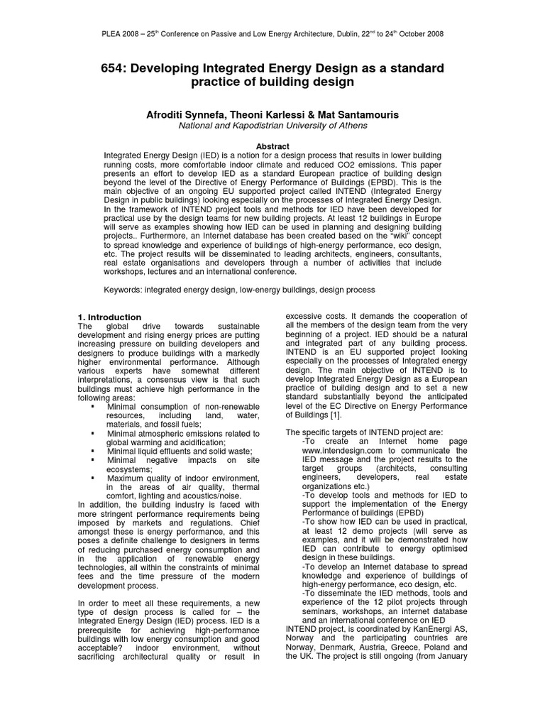 654 Developing Integrated Energy Design As A Standard Practice of ...